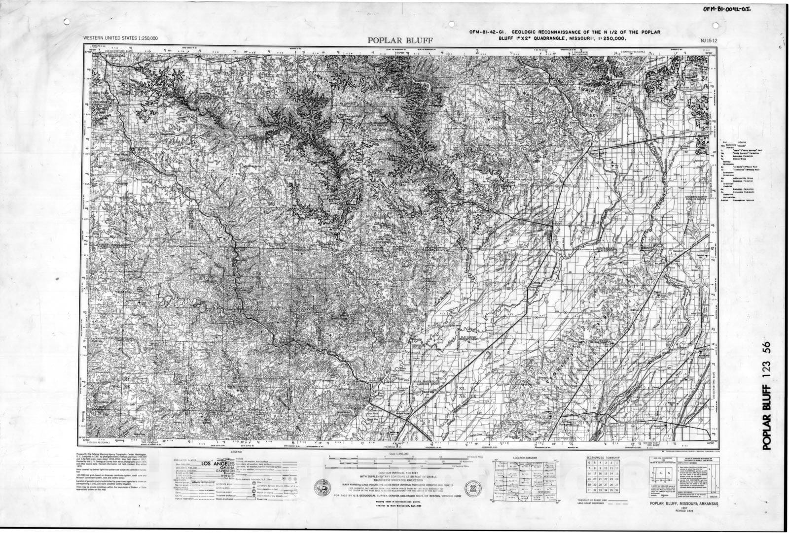 Map : Geologic reconnaissance of the N one/two of the Poplar Bluff one ...