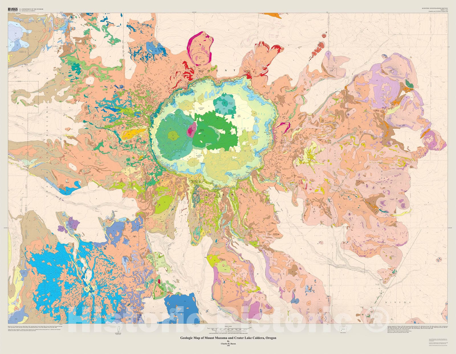 Map : Geologic map of Mount Mazama and Crater Lake caldera, Oregon, in ...