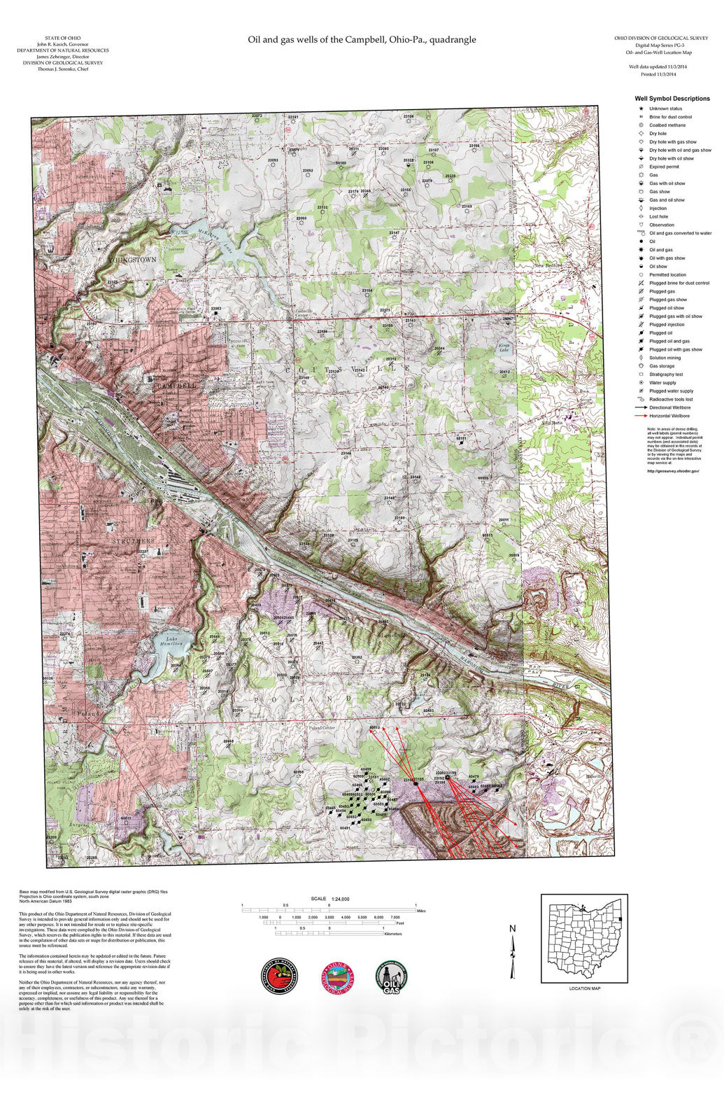 Map : Oil and gas wells of the Campbell quadrangle [Revised bi-weekly ...