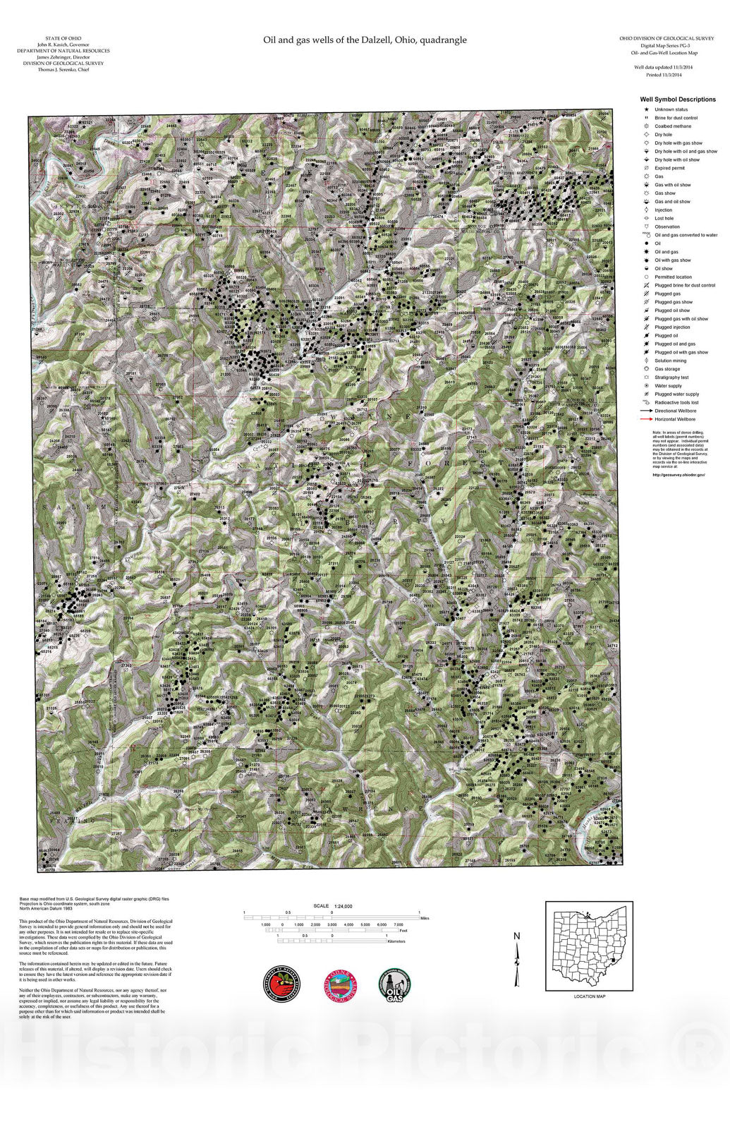 Map : Oil and gas wells of the Dalzell quadrangle [Revised bi-weekly ...