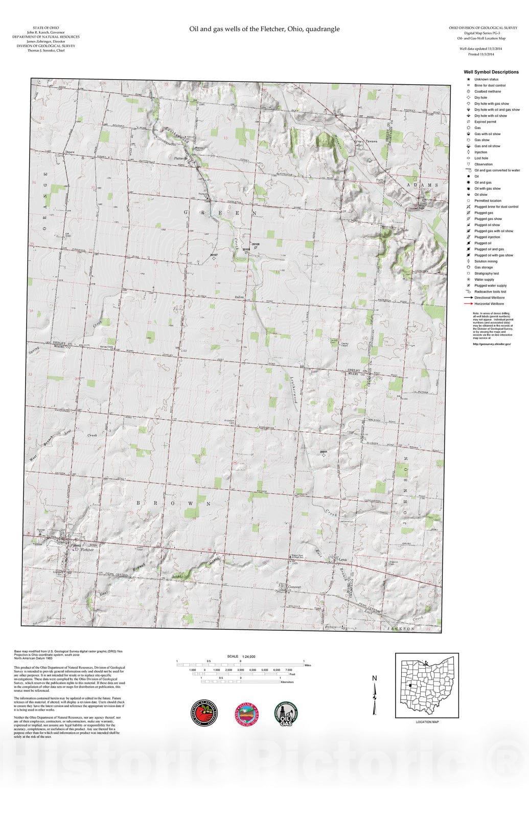 Map : Oil and gas wells of the Fletcher quadrangle [Revised bi-weekly ...