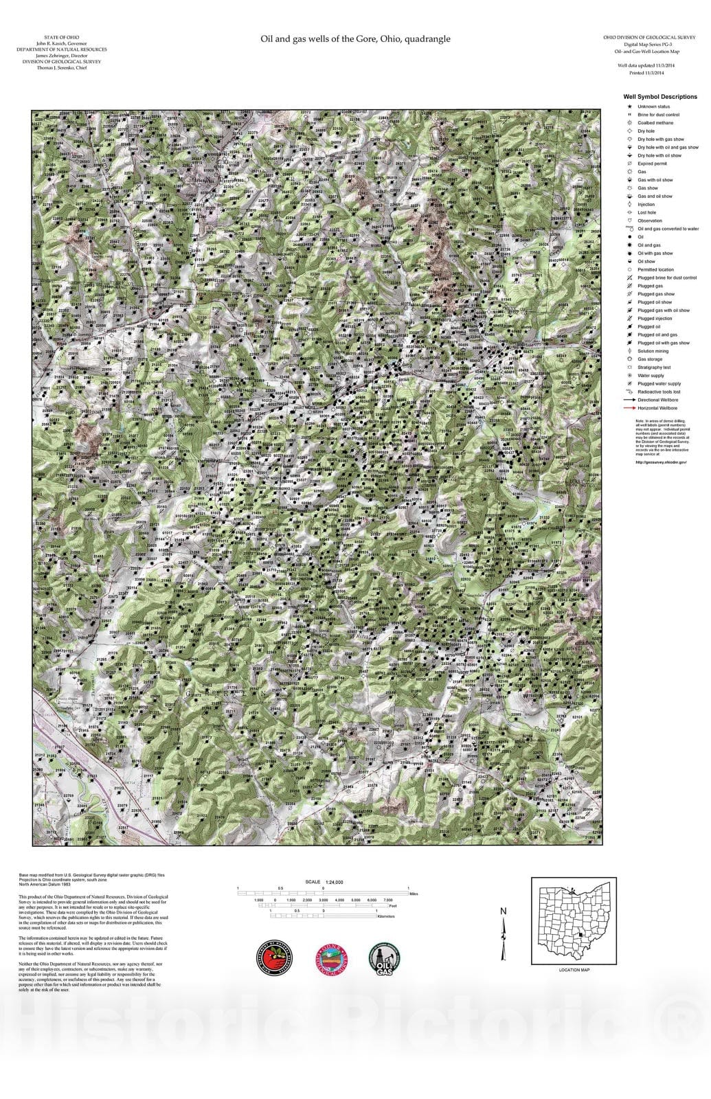 Map : Oil and gas wells of the Gore quadrangle [Revised bi-weekly], 20 ...