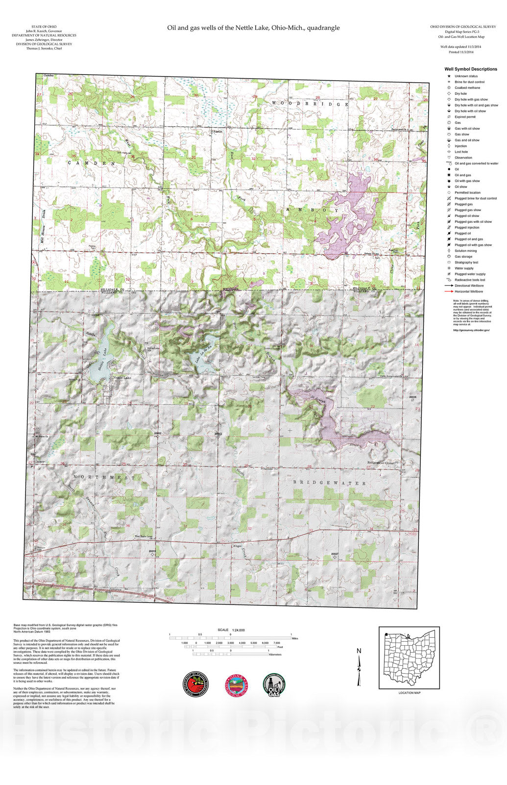 Map : Oil and gas wells of the Nettle Lake quadrangle [Revised bi-week ...
