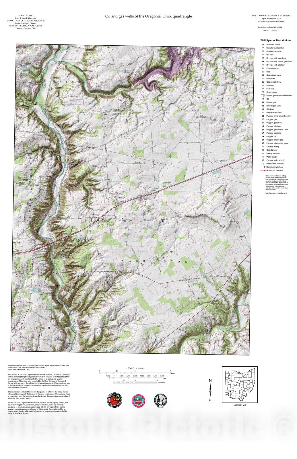 Map : Oil and gas wells of the Oregonia quadrangle [Revised bi-weekly ...