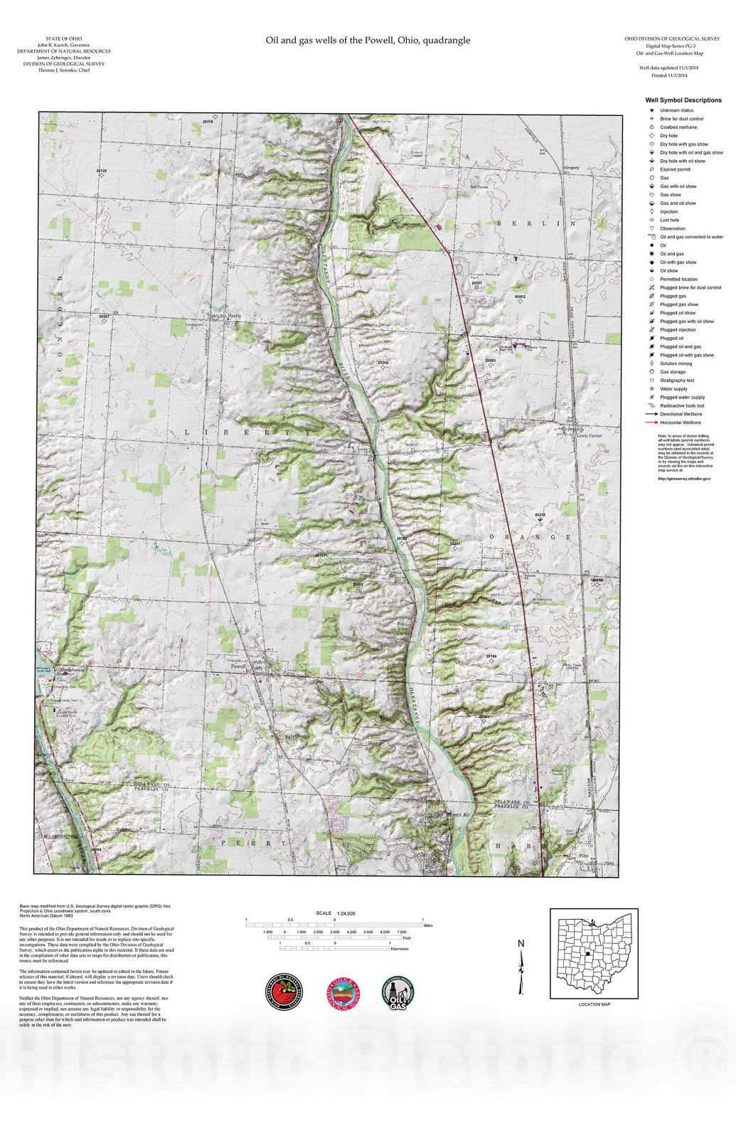 Map : Oil and gas wells of the Powell quadrangle [Revised bi-weekly ...