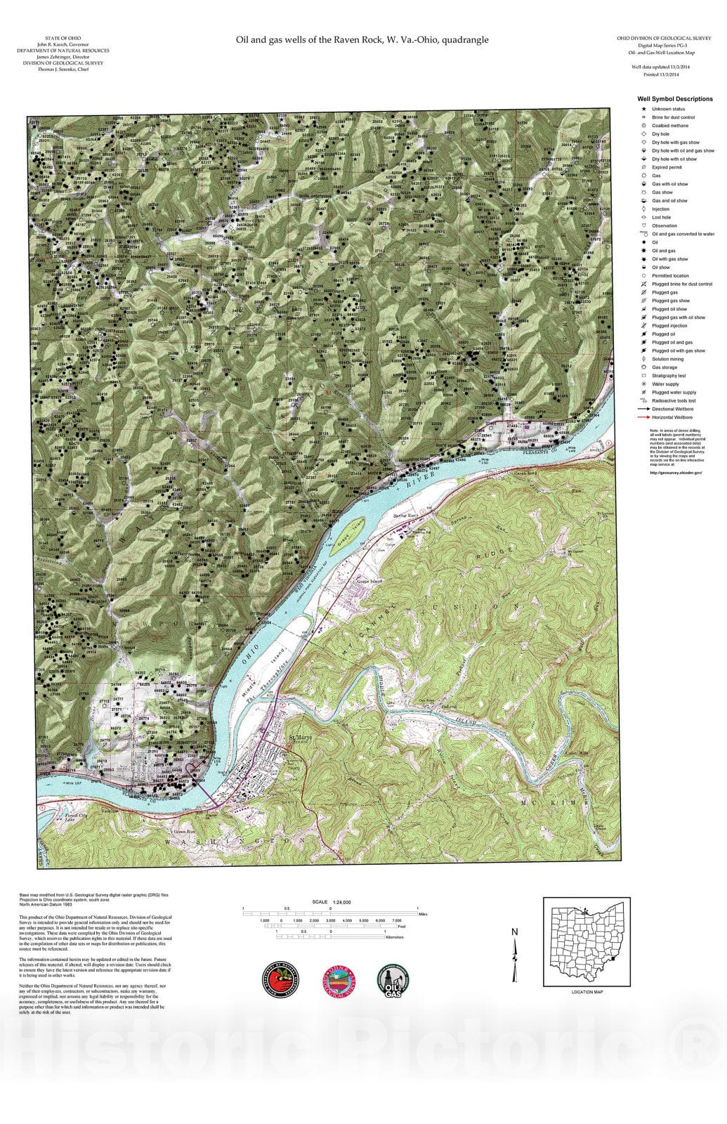 Map : Oil and gas wells of the Raven Rock quadrangle [Revised bi-weekl ...