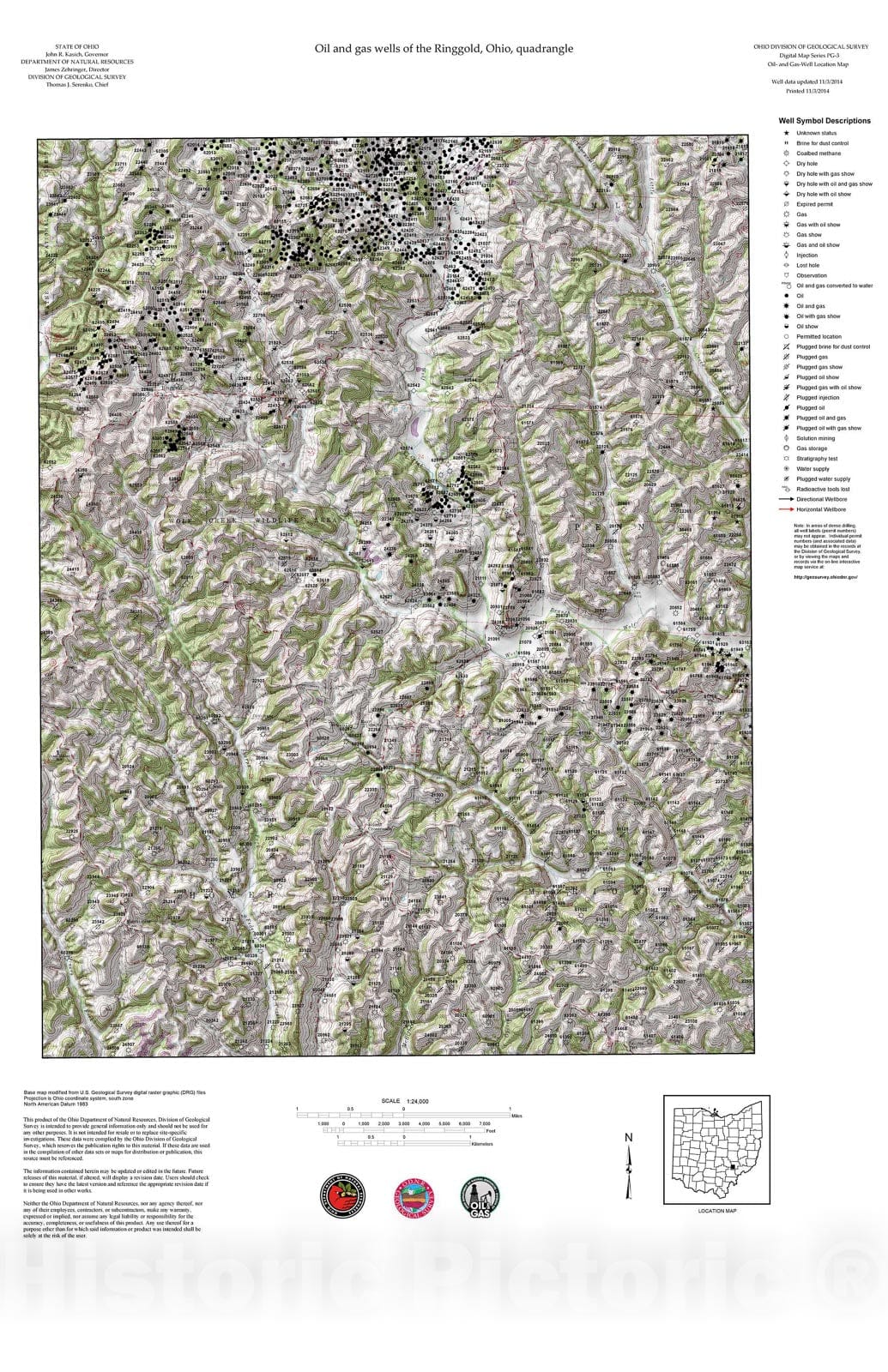 Map : Oil and gas wells of the Ringgold quadrangle [Revised bi-weekly ...