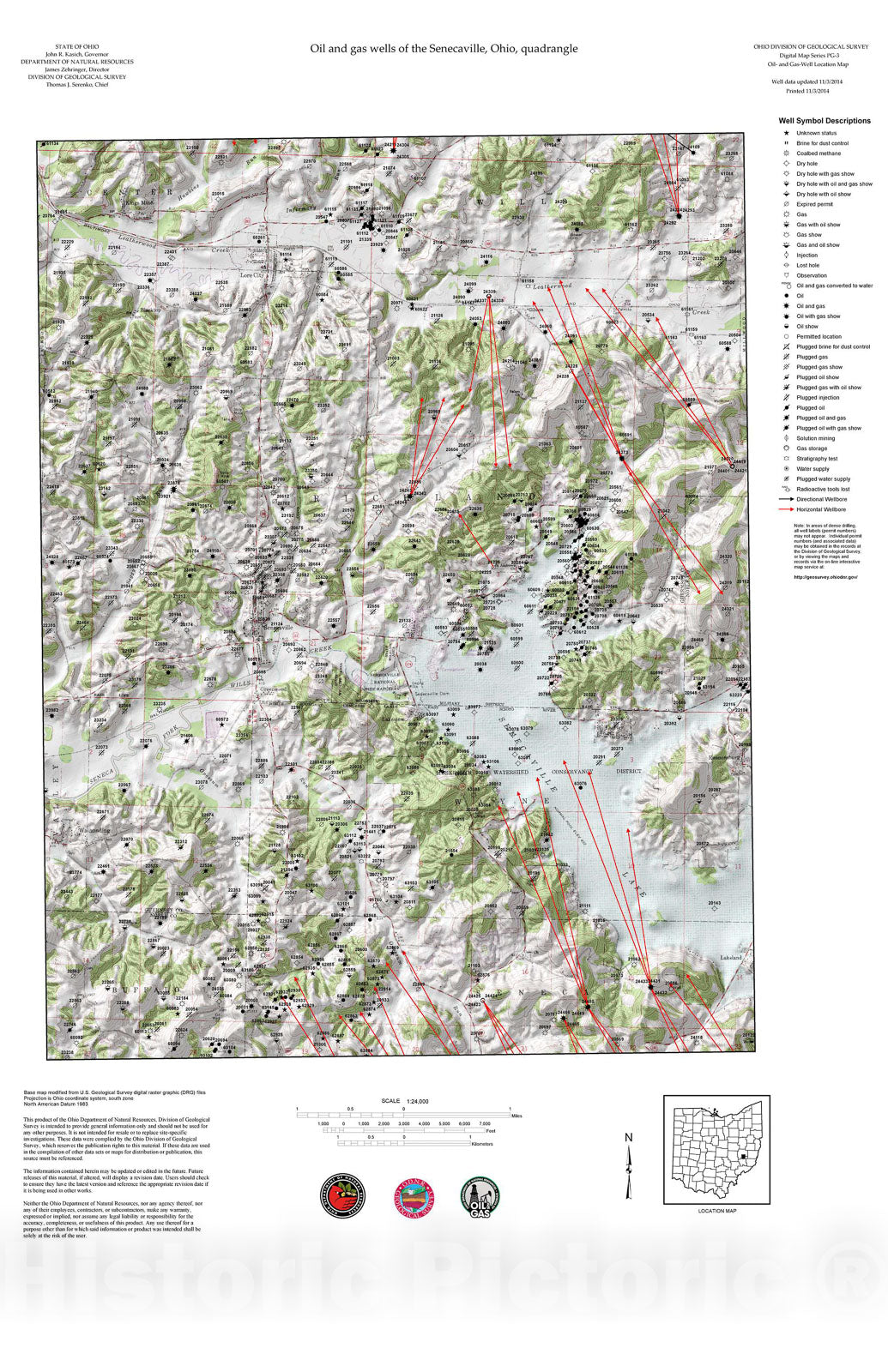 Map : Oil and gas wells of the Senecaville quadrangle [Revised bi-week ...