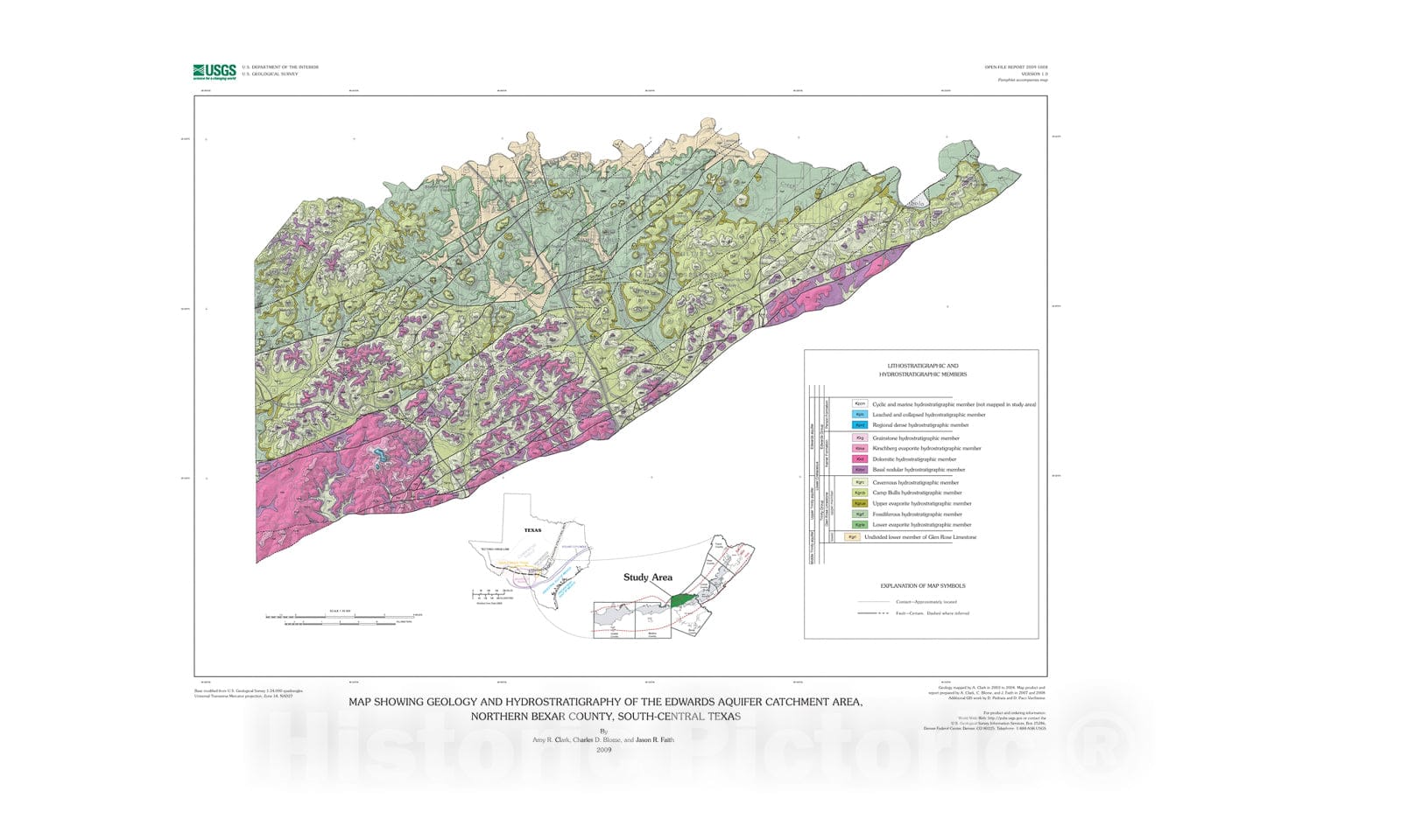 Map : Map showing geology and hydrostratigraphy of the Edwards aquifer ...