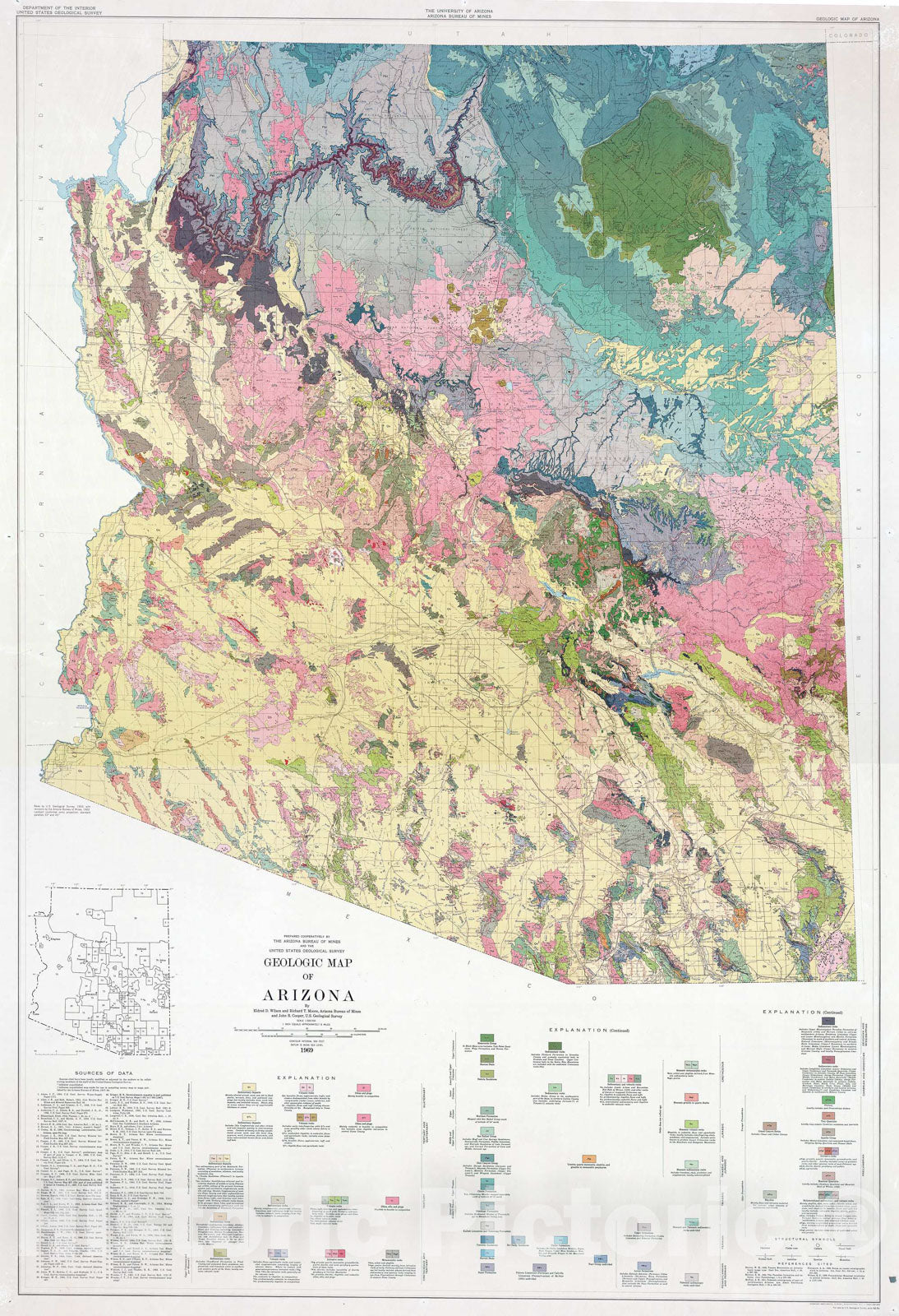 Map : Geologic map of Arizona, 1969 Cartography Wall Art : – Historic ...