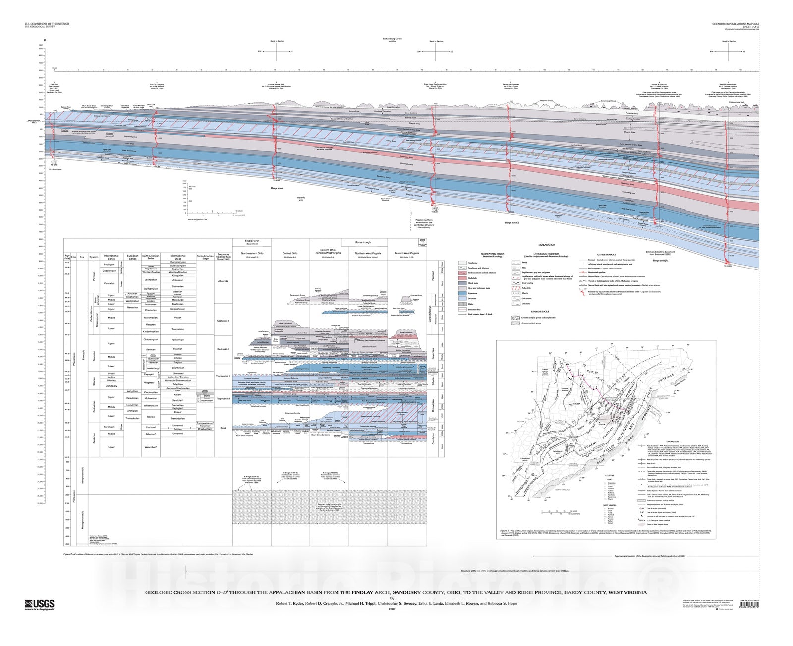 Map : Geologic cross section D-D' through the Appalachian Basin from t ...