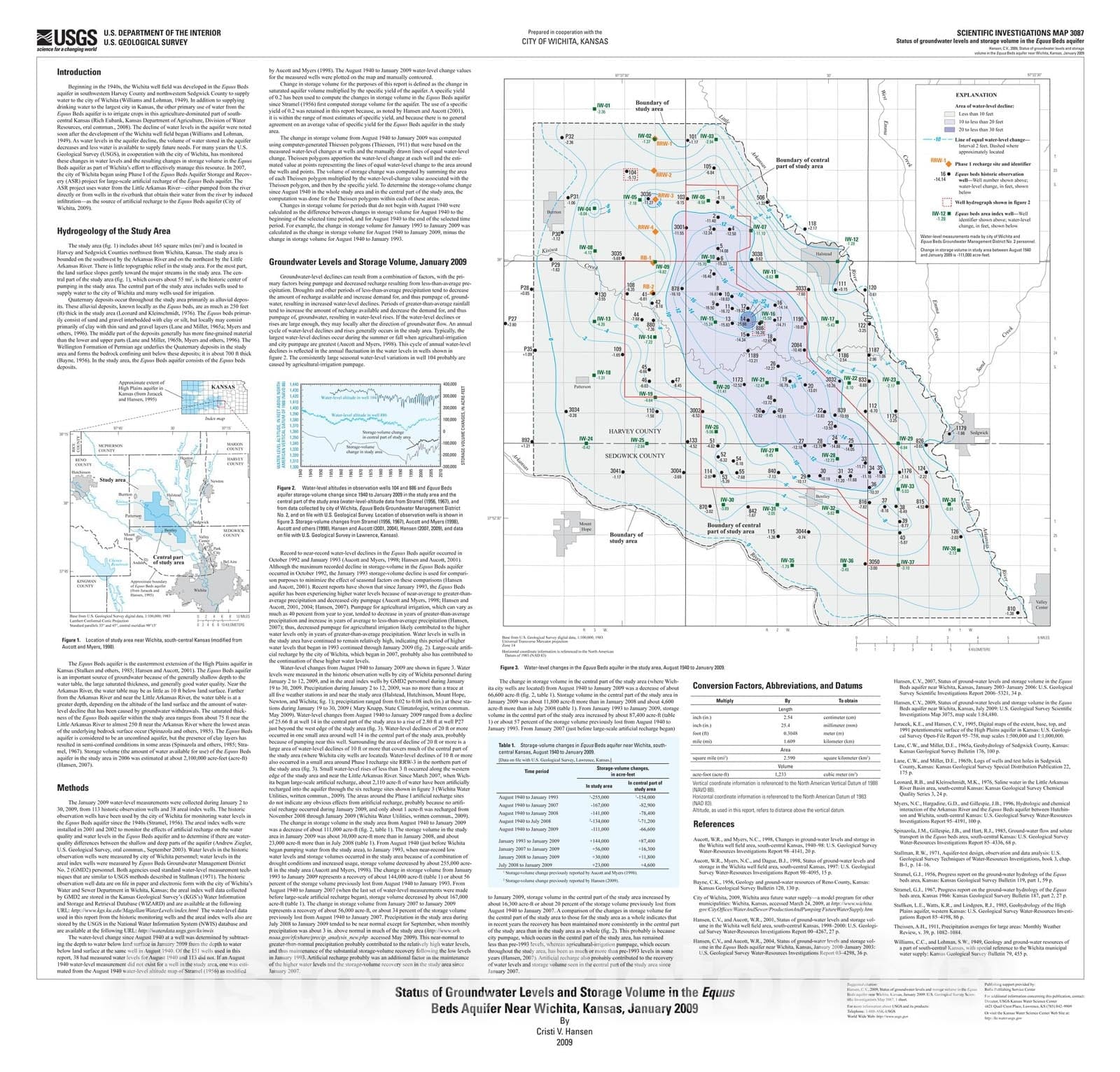 Map : Status of groundwater levels and storage volume in the Equus Bed ...
