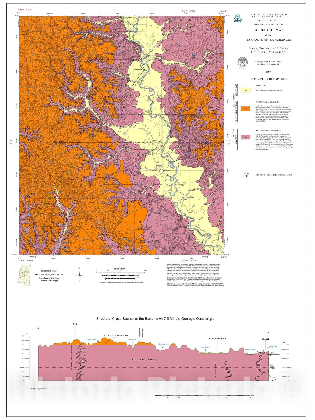 Map : Geologic map of the Barrontown quadrangle, Jones, Forrest, and P ...