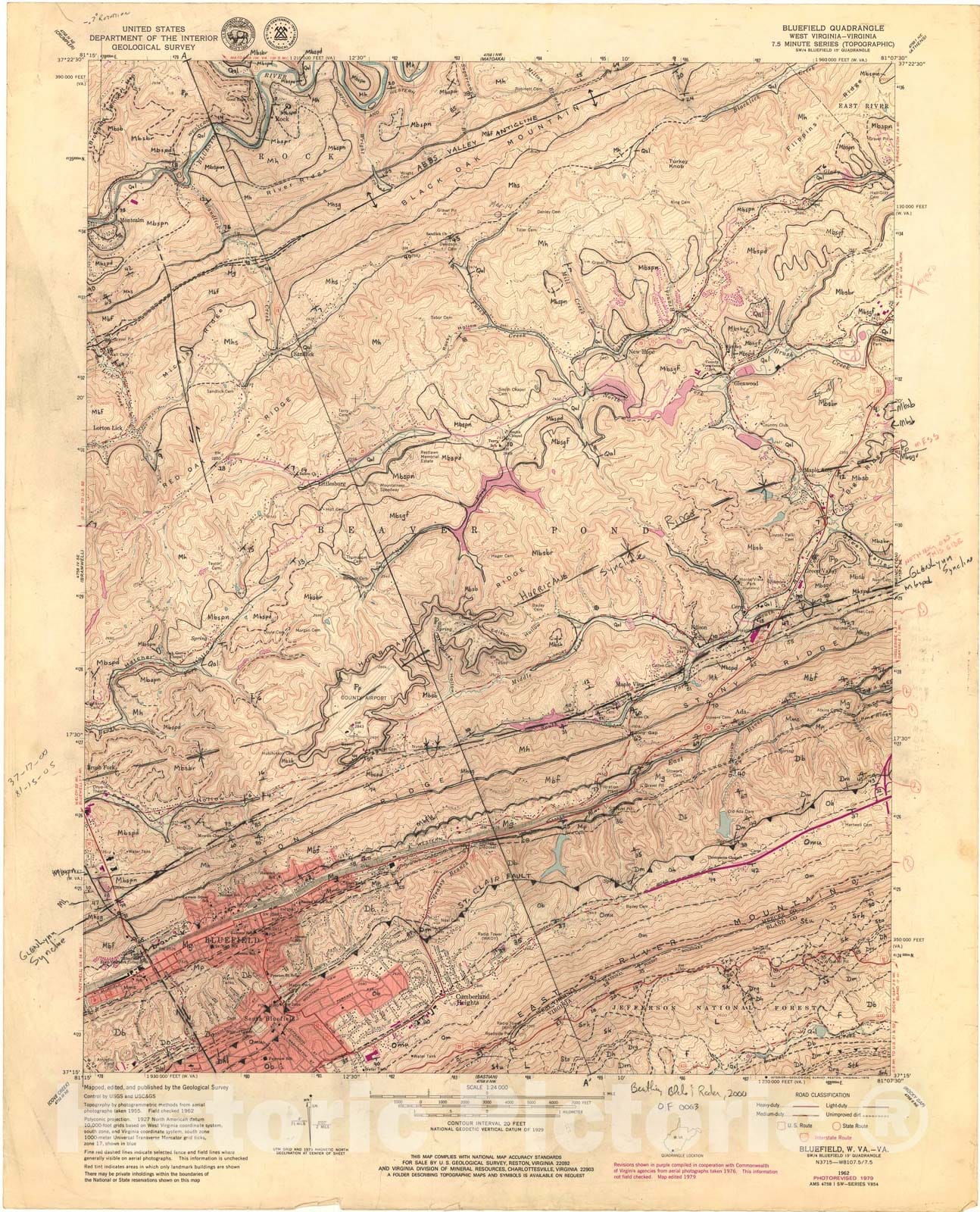 Map : Bedrock Geologic Map of the Bluefield 7.5' Quadrangle, West Virg ...