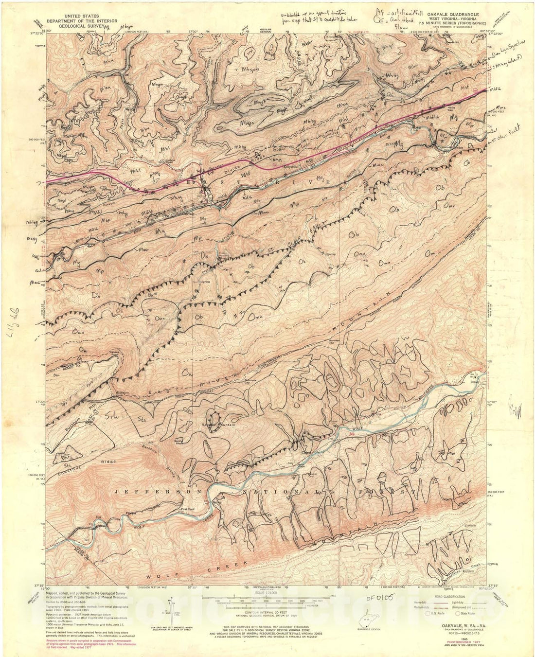 Map : Bedrock Geologic Map of the Oakvale 7.5' Quadrangle, West Virgin ...