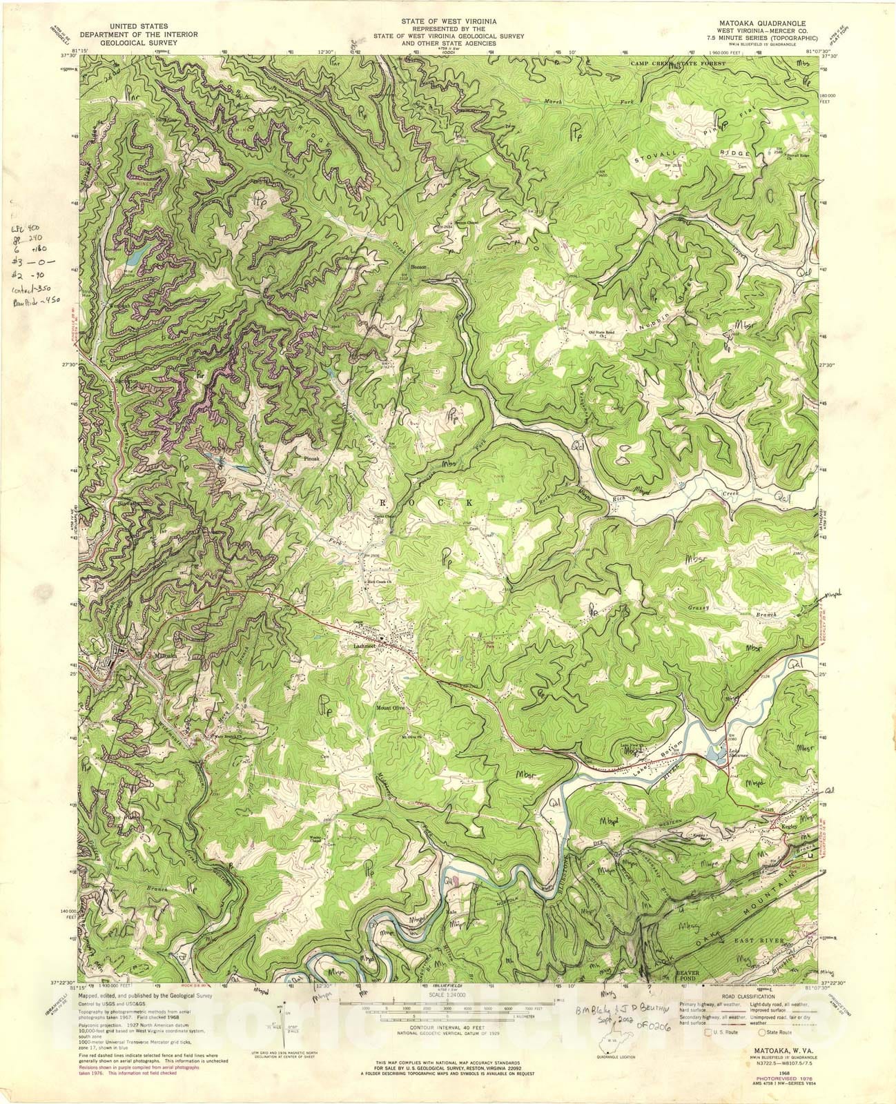 Map : Bedrock Geologic Map of the Matoaka 7.5' Quadrangle, West Virgin ...