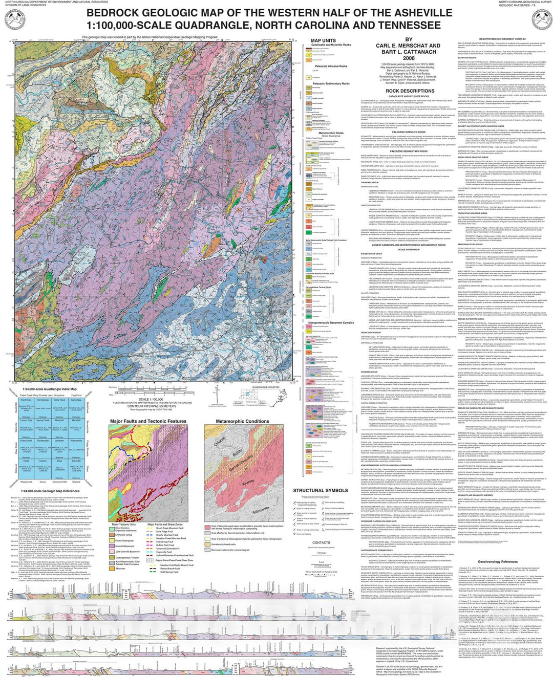 Map : Bedrock geologic map of the western half of the Asheville 1:100 ...