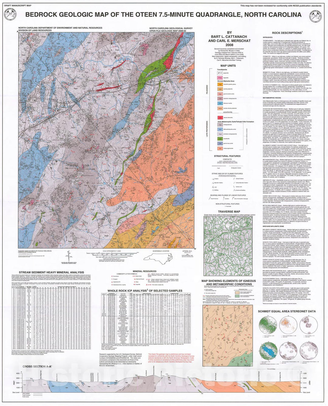 Map : Bedrock Geologic Map of the Oteen 7.5-Minute Quadrangle, North C ...