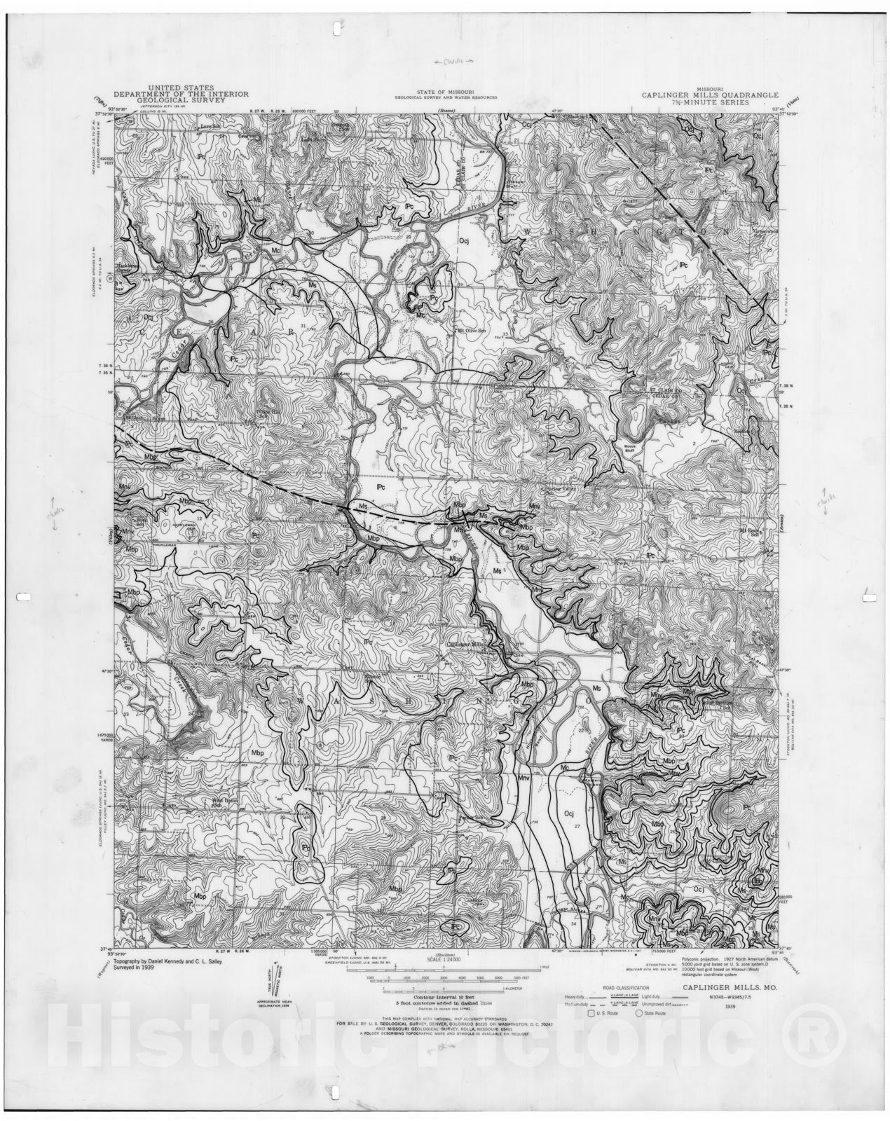 Map : Geology of the Caplinger Mills 7.5' quadrangle, Missouri, 1984 C ...