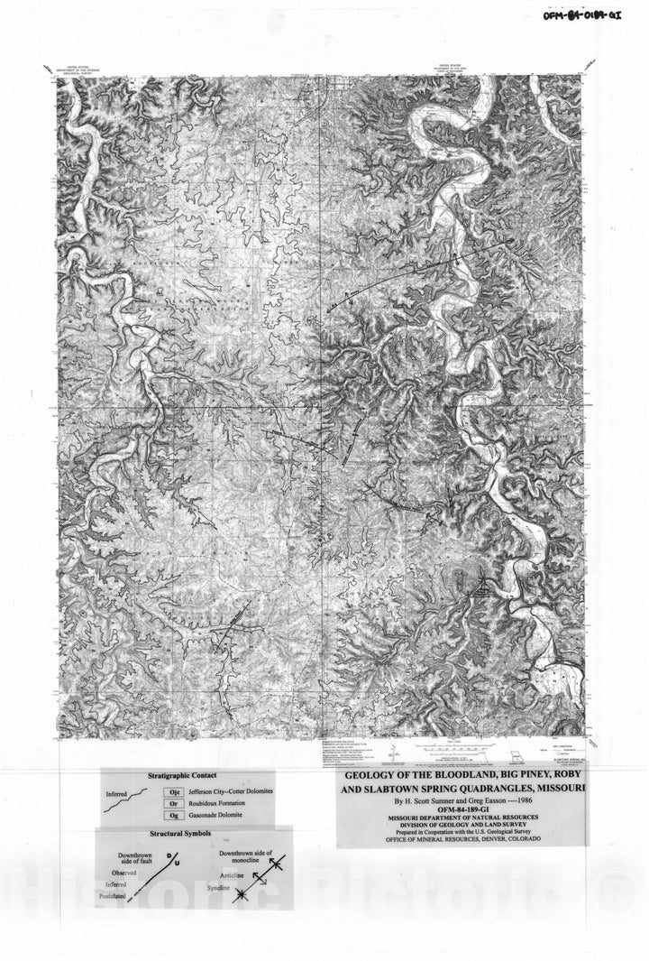 Map : Geology of the Bloodland, Big Piney, Roby and Slabtown Spring qu ...