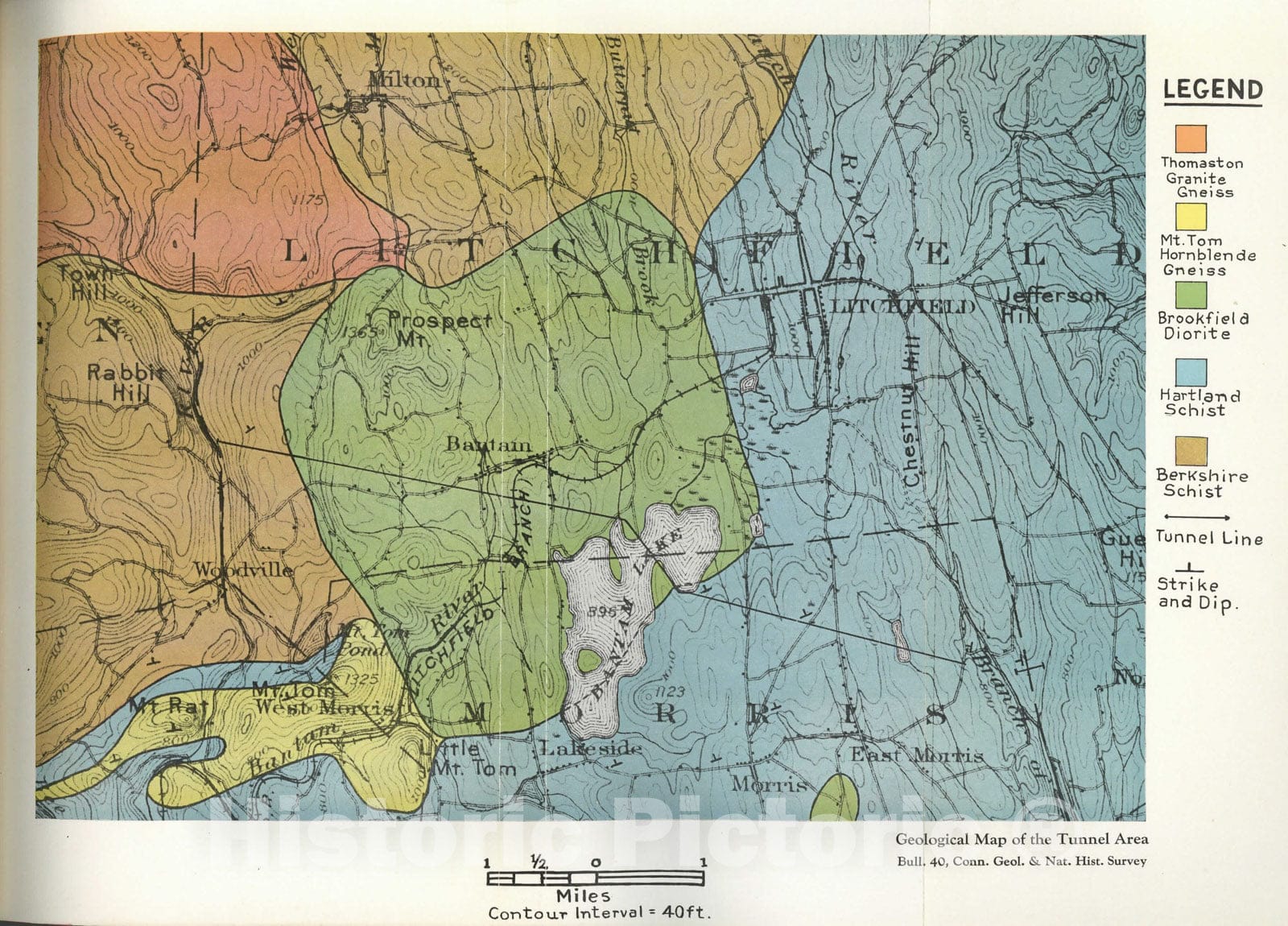 Map : The geology of Shepaug Aqueduct Tunnel, Litchfield County, Conne ...