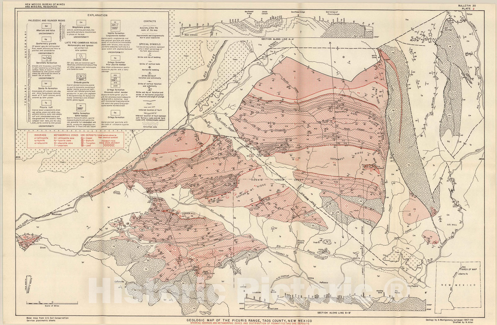 Map : Pre-Cambrian geology of the Picuris Range, north-central New Mex ...