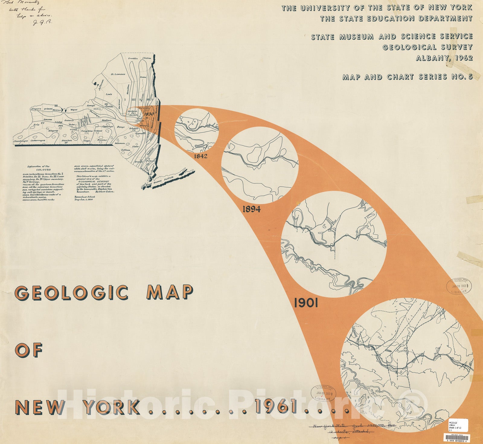Map : Geologic map of New York, 1961 Cartography Wall Art : – Historic ...