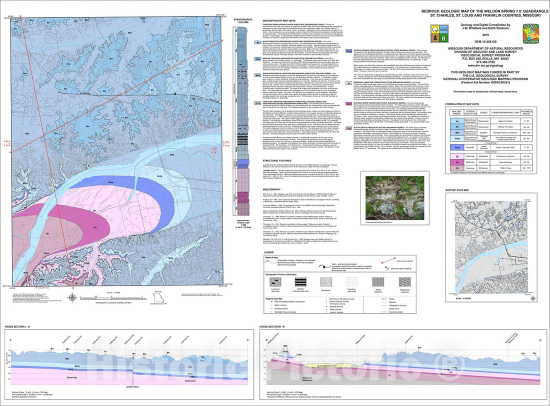 Map : Bedrock geologic map of the Weldon Spring 7.5' quadrangle St. Ch ...