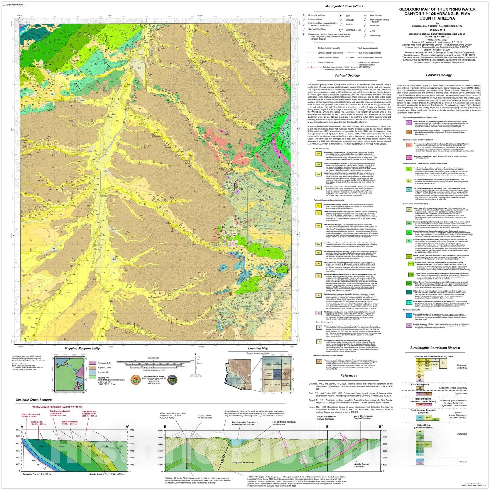 Map : Geologic map of the Spring Water Canyon 7.5' Quadrangle Pima Cou ...