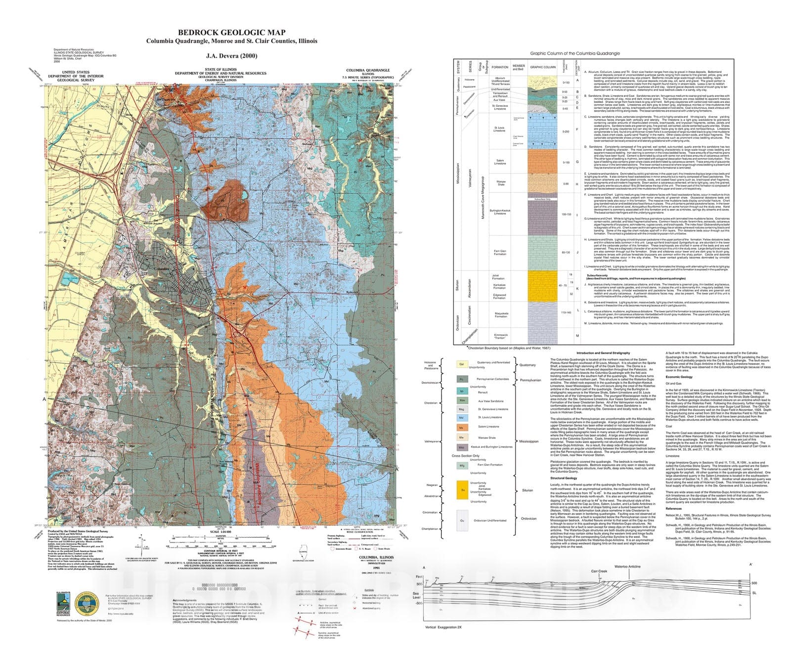 Map : Bedrock geology of Columbia Quadrangle, 2000 Cartography Wall Ar ...