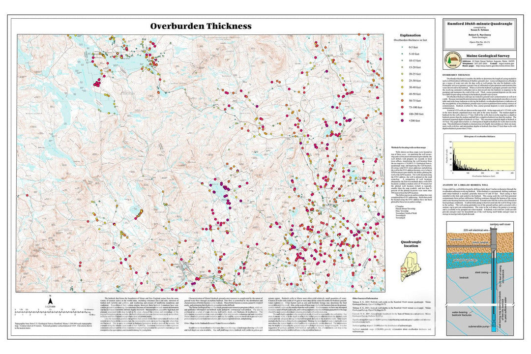 Map : Overburden thickness in the Rumford 30x60-minute quadrangle, Mai ...