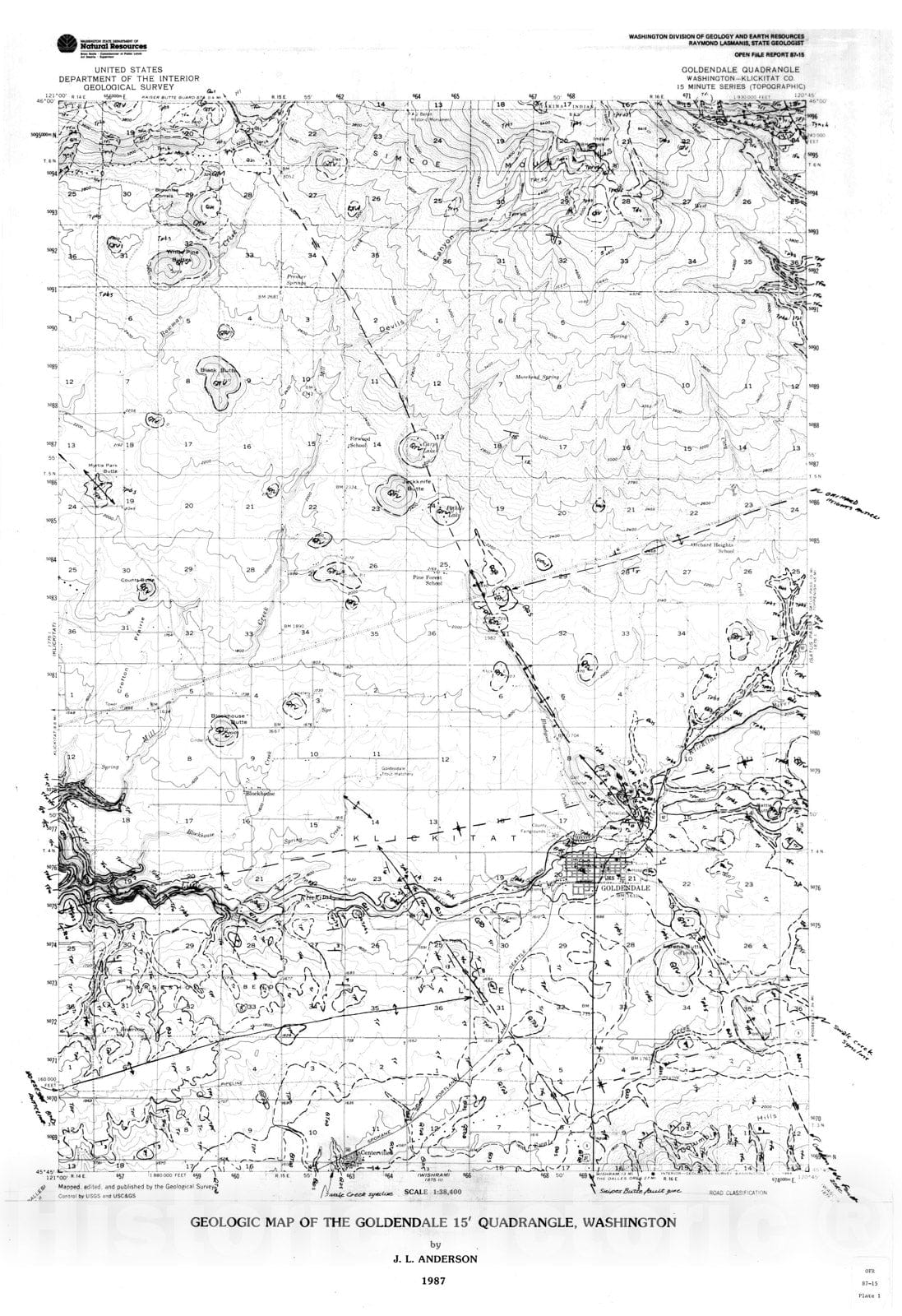 Map : Geologic map of the Goldendale 15' quadrangle, Washington [Revis - Historic Pictoric