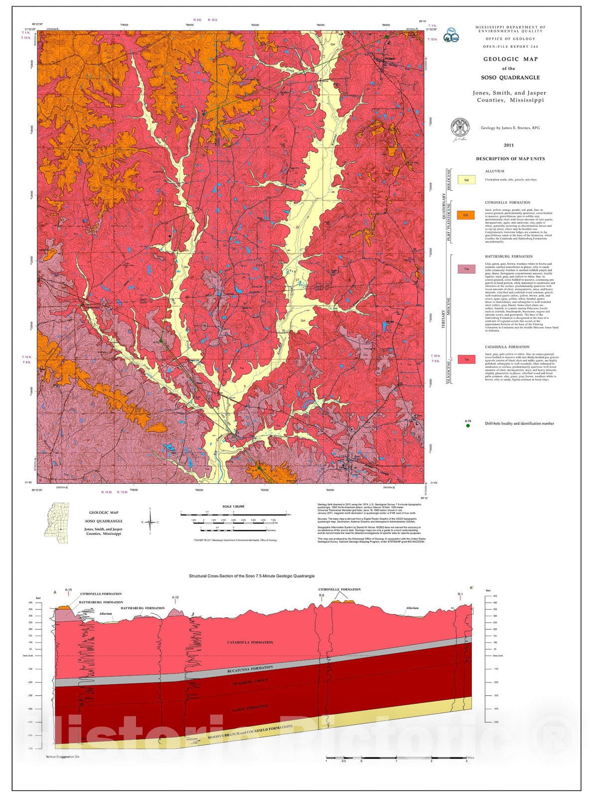 Map : Geologic map of the Soso quadrangle, Jones, Smith and Jasper cou ...