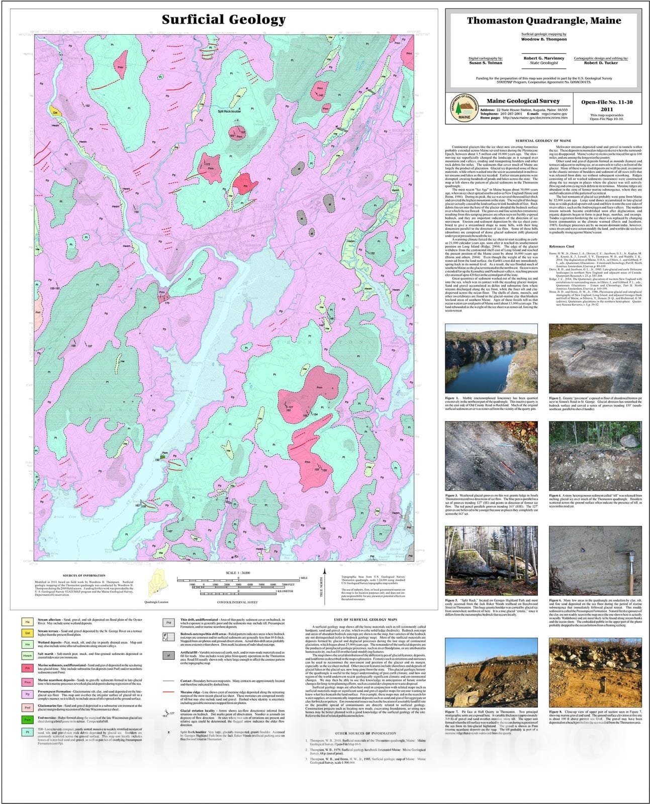 Map : Surficial geology of the Thomaston quadrangle, Maine, 2011 Carto ...