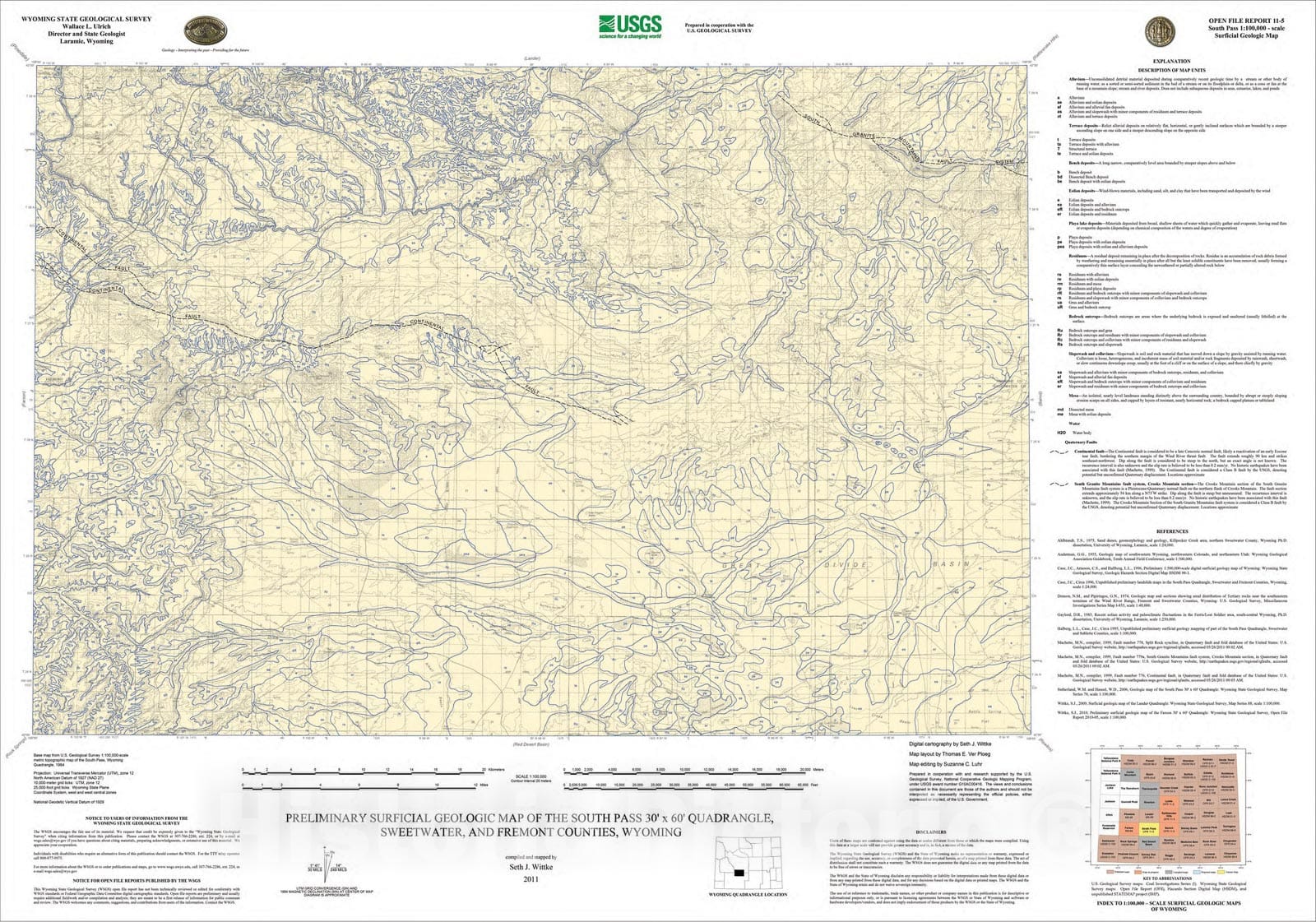 Map : Preliminary surficial geologic map of the South Pass 30' x 60' q ...