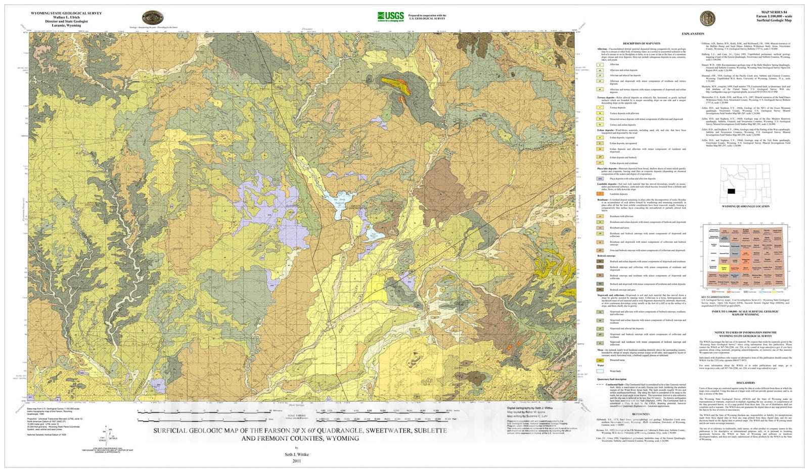 Map : Surficial geologic map of the Farson 30' x 60' quadrangle, Sweet ...