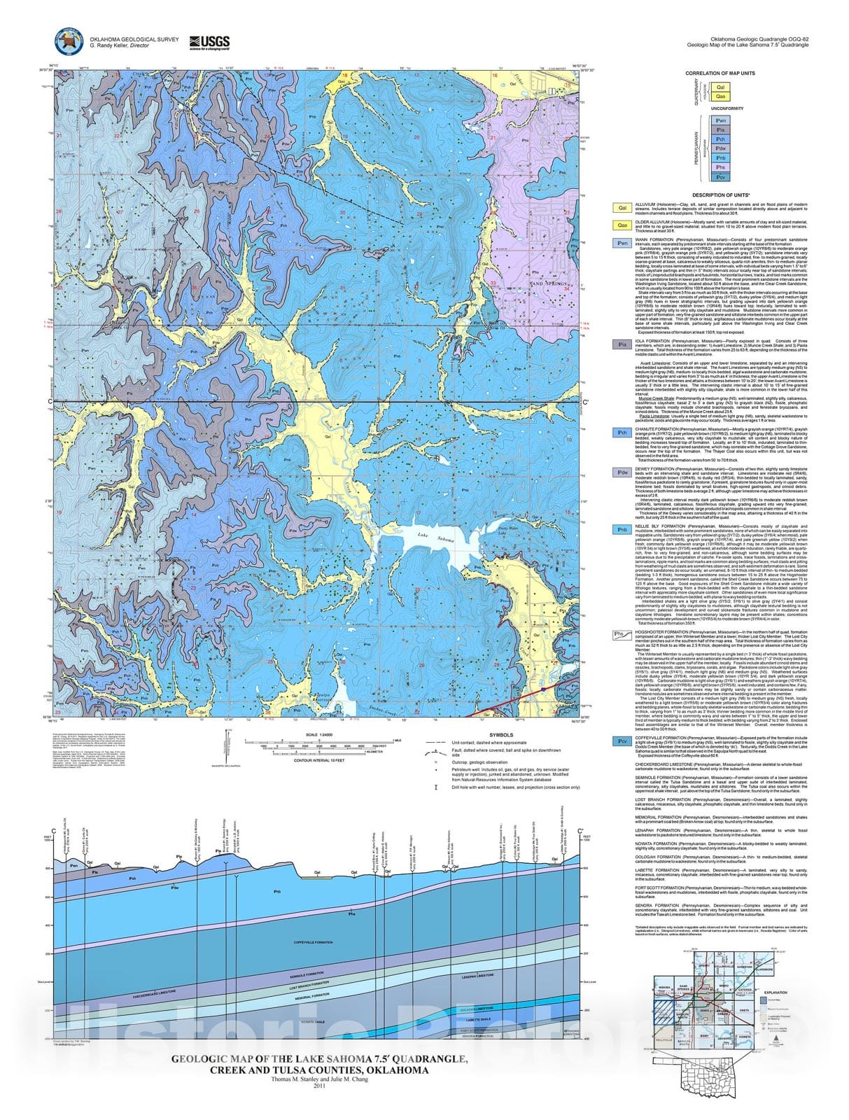 Map : Geologic Map of the Lake Sahoma 7.5' Quadrangle, Creek and Tulsa ...
