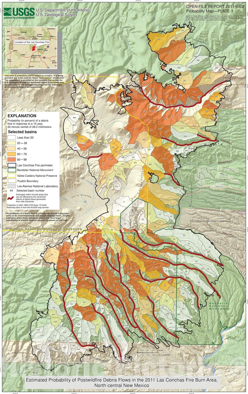 Map : Postwildfire preliminary debris flow hazard assessment for the a ...