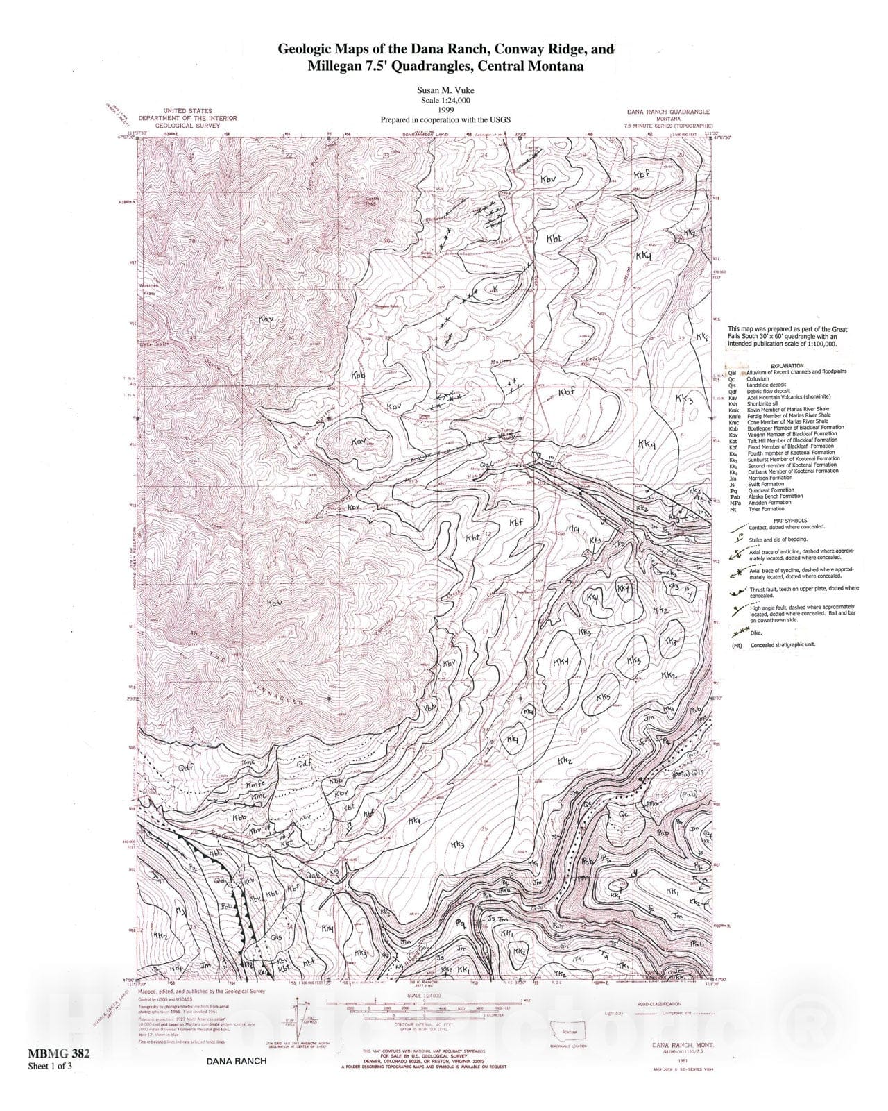 Map : Geologic maps of the Dana Ranch, Conway Ridge, and Millegan 7.5 ...