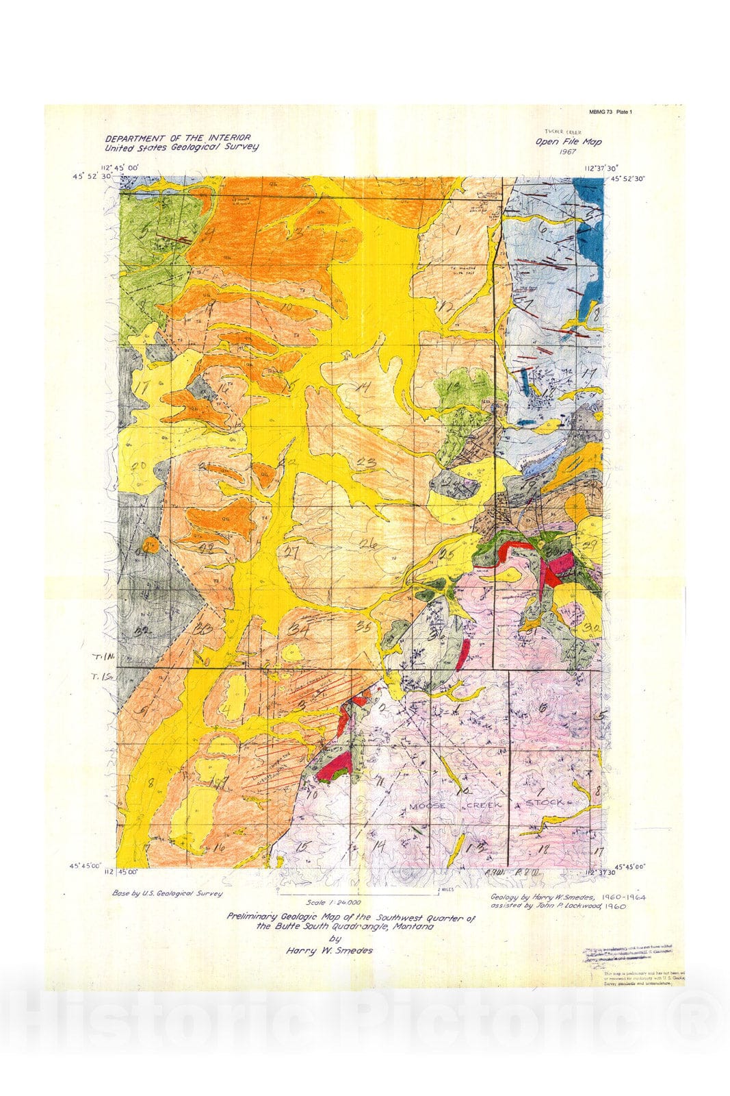 Map : Preliminary geologic map of the southwest quarter of the Butte S ...