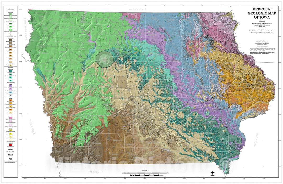 Map : Bedrock geologic map of Iowa, 2010 Cartography Wall Art ...