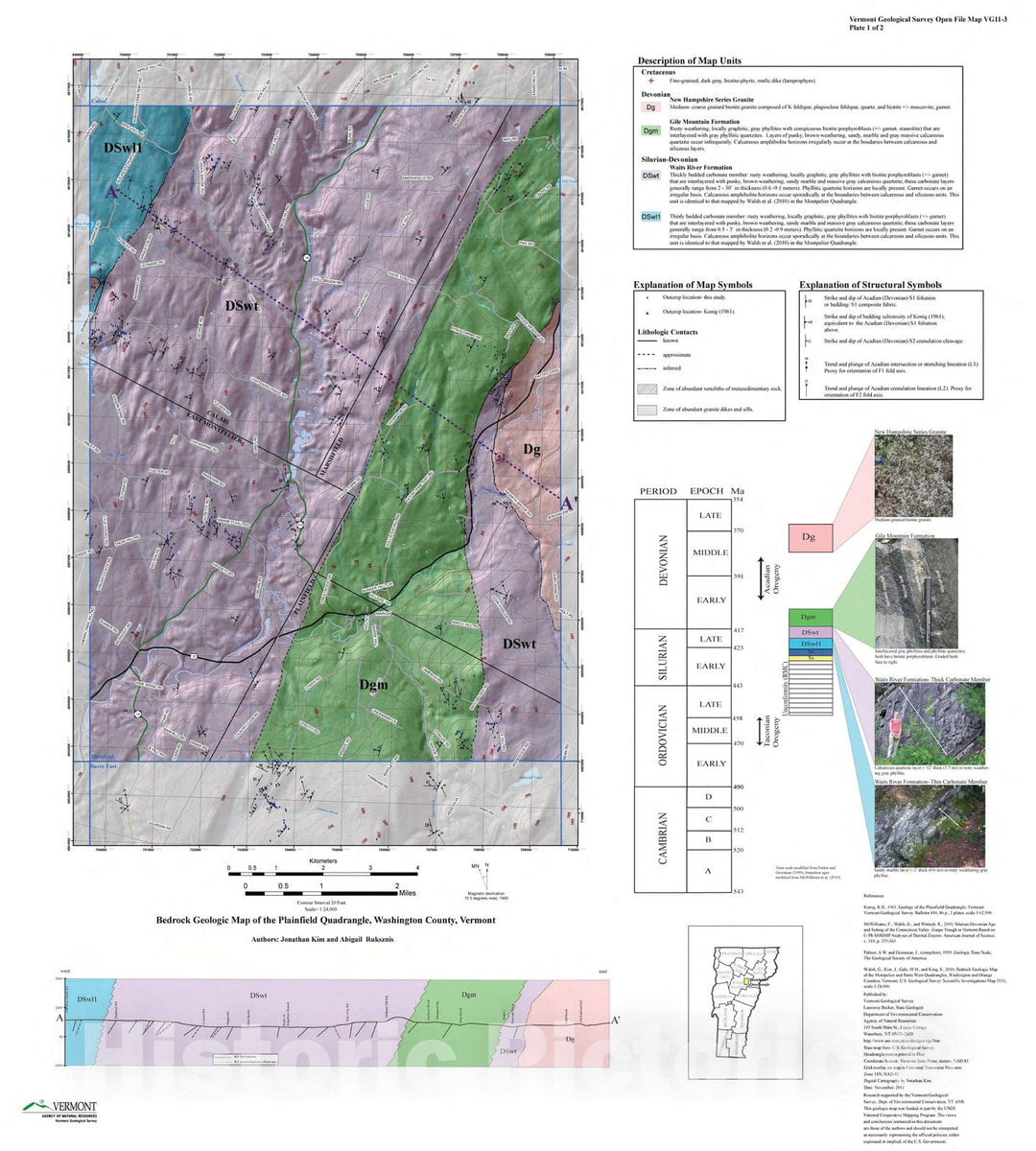 Map : Bedrock Geologic Map of the Plainfield Quadrangle, Washington Co ...