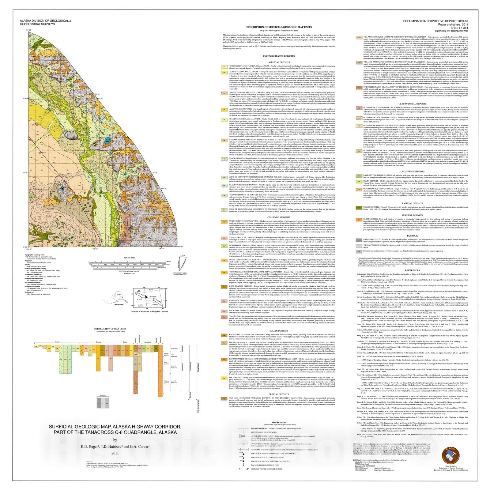 Map : Surficial-geologic map, Alaska Highway Corridor, part of the Tan ...
