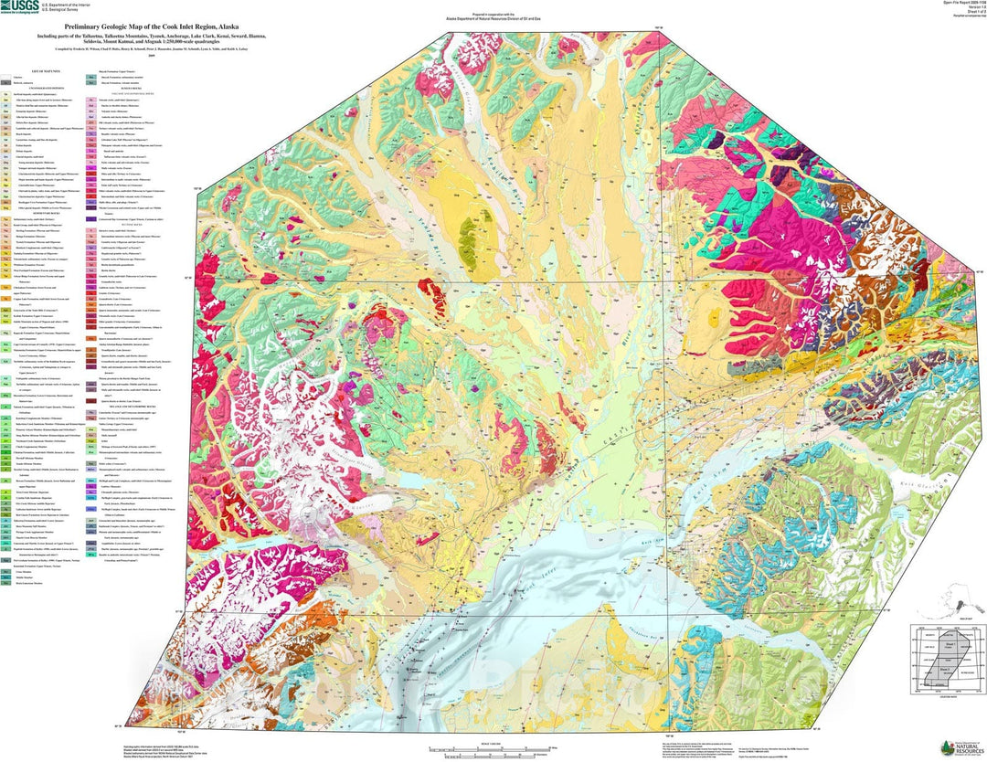 Map : Preliminary geologic map of the Cook Inlet region, Alaska, inclu ...