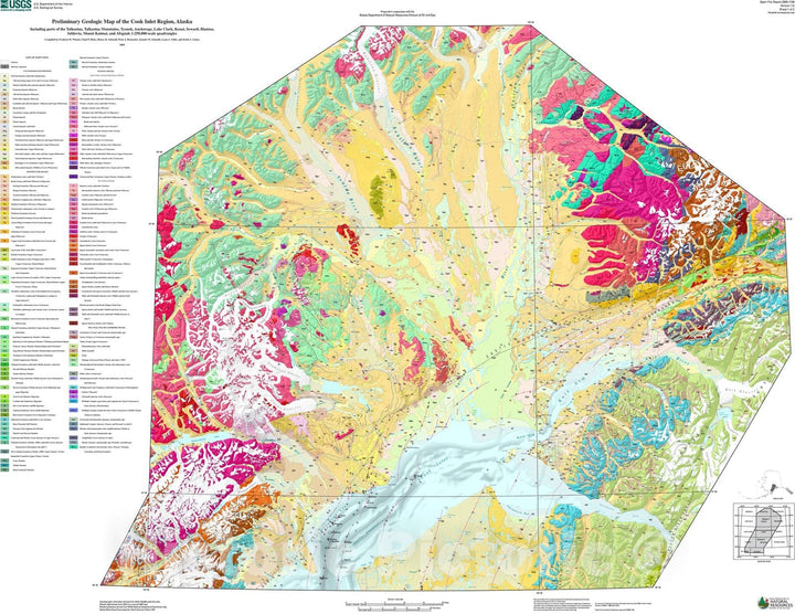 Map : Preliminary geologic map of the Cook Inlet region, Alaska, inclu ...