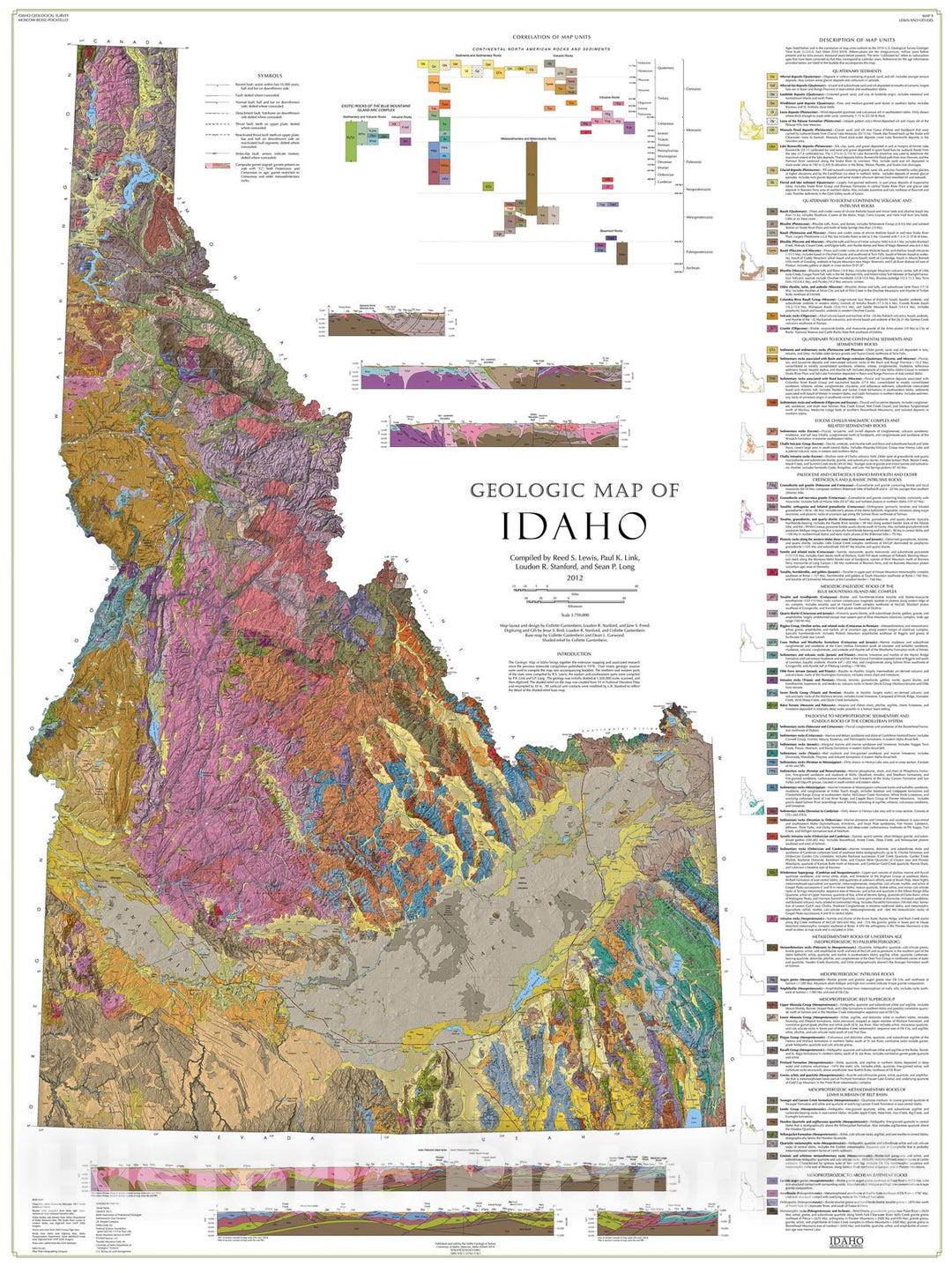 Map : Geologic Map of Idaho, 2012 Cartography Wall Art : – Historic ...