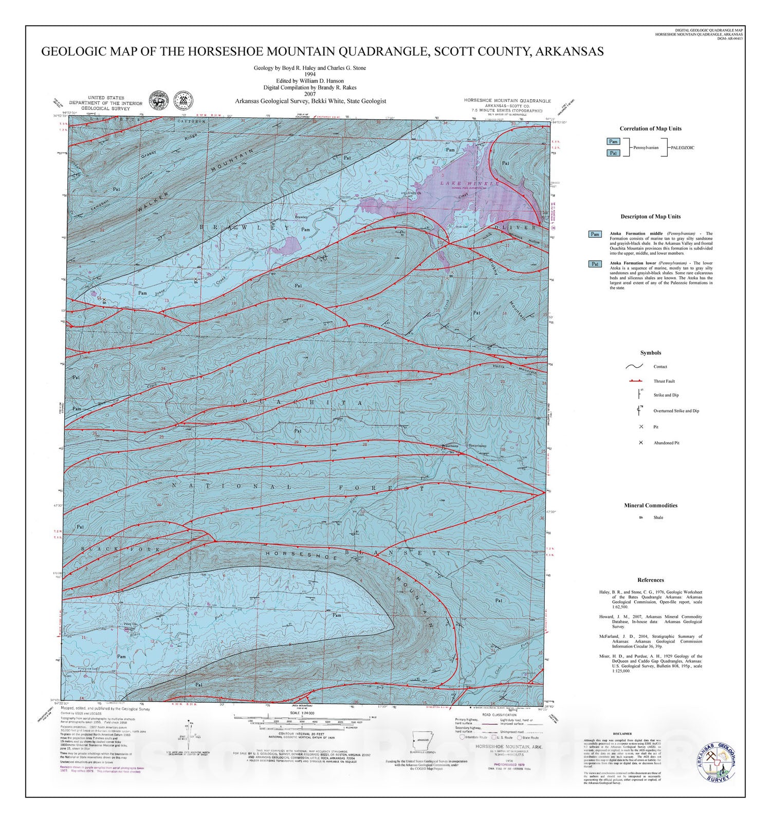 Map : Geologic map of the Horseshoe Mountain Quadrangle, Scott County ...