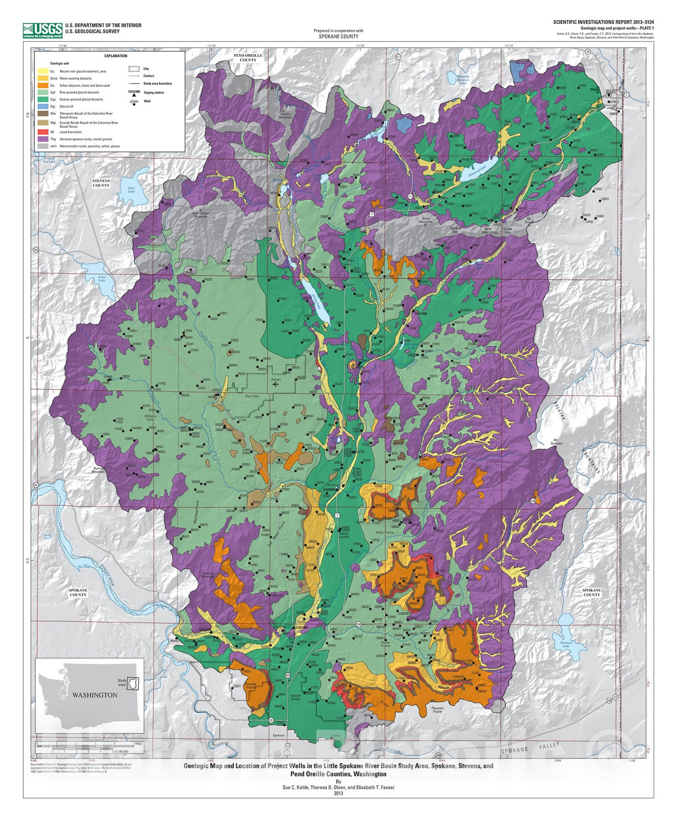 Map : Hydrogeology of the Little Spokane River Basin, Spokane, Stevens ...