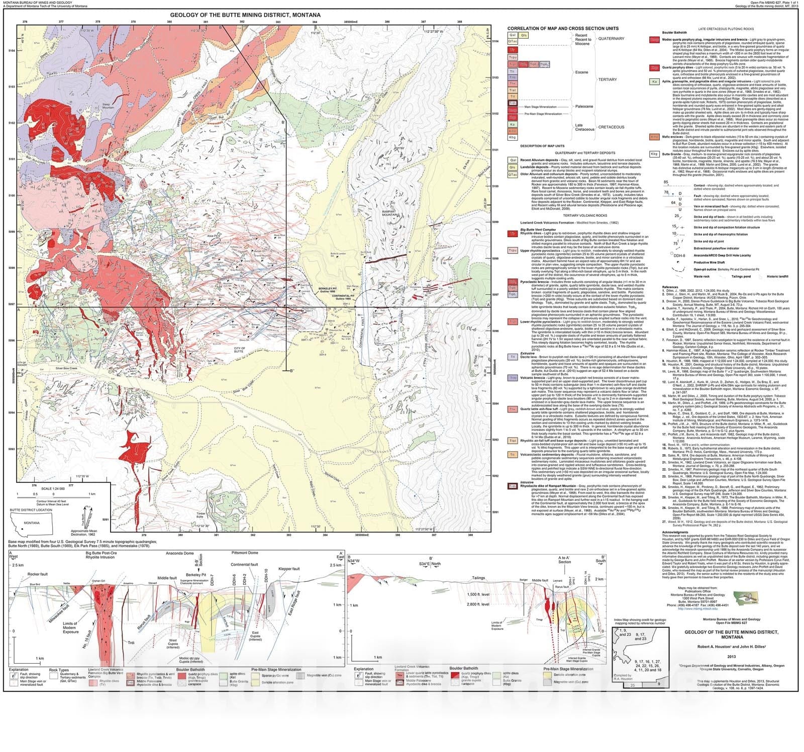 Map : Geology of the Butte mining district, Montana, 2013 Cartography ...