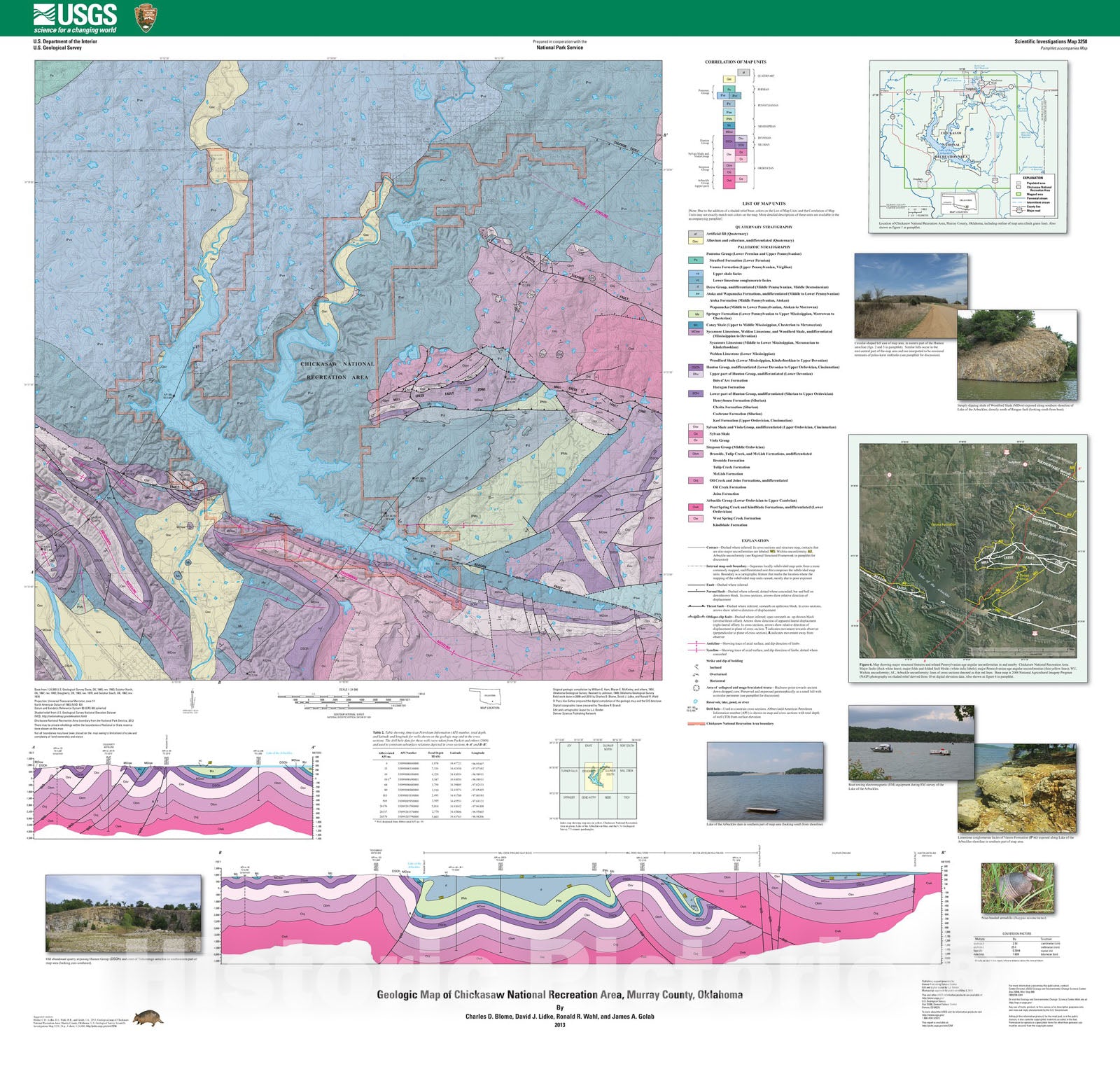 Map : Geologic map of Chickasaw National Recreation Area, Murray Count ...